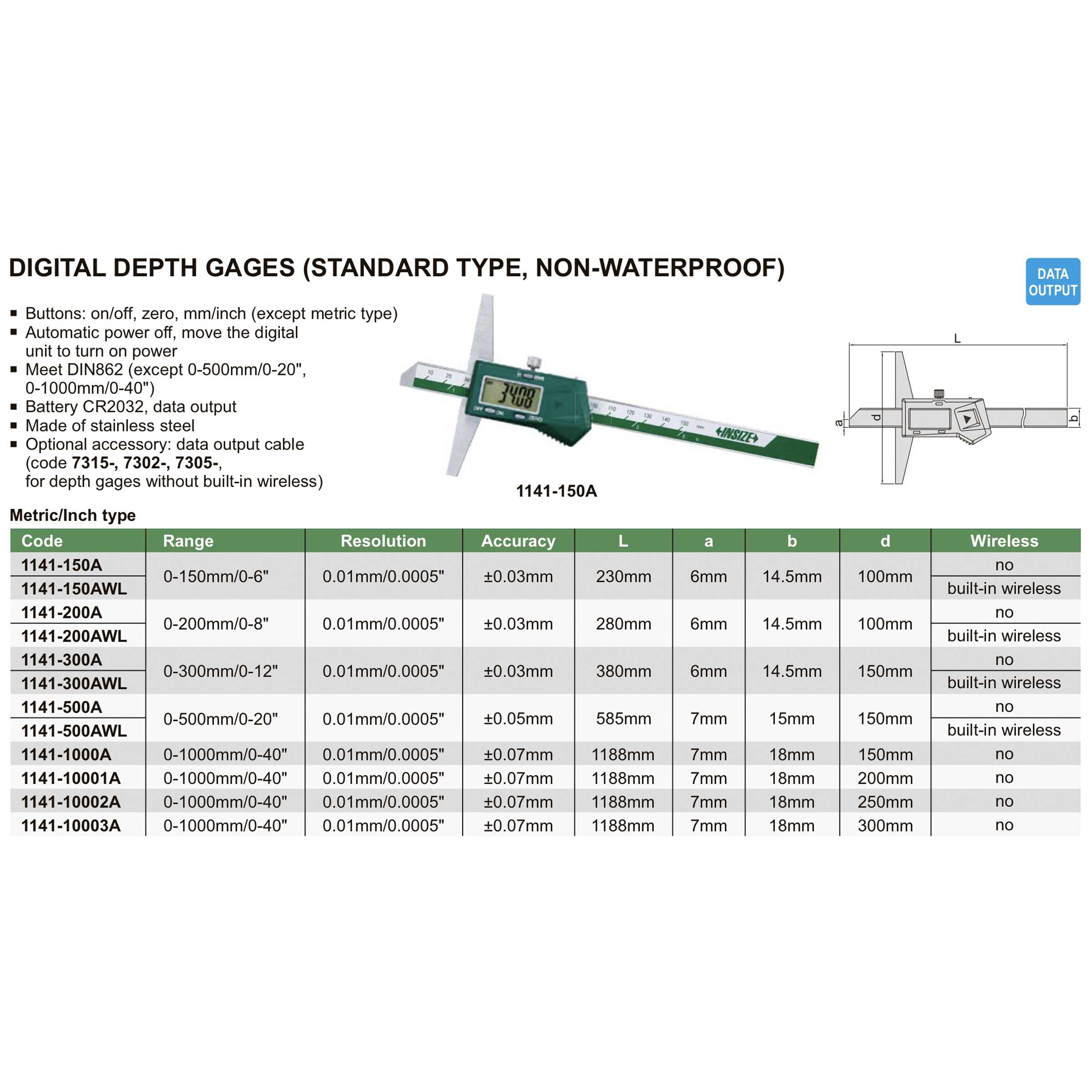 DIGITAL DEPTH GAGE 1141-200A – Badshah Tools